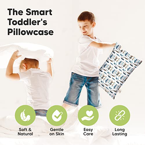 KeaBabies Toddler Pillowcase for 13X18 Pillow - Organic Toddler Pillow Case for Boy, Kids - 100% Natural Cotton Pillowcase for Miniature Sleepy Pillows - Pillow Sold Separately (Vroom)