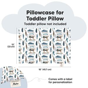 KeaBabies Toddler Pillowcase for 13X18 Pillow - Organic Toddler Pillow Case for Boy, Kids - 100% Natural Cotton Pillowcase for Miniature Sleepy Pillows - Pillow Sold Separately (Vroom)