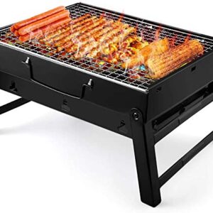 DAKEUS Charcoal Grill Barbecue Portable BBQ - Stainless Steel Folding Grill Tabletop Outdoor Smoker BBQ for Picnic Garden Terrace Camping Travel