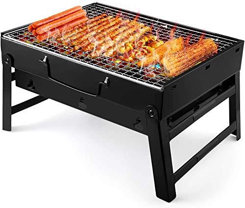 DAKEUS Charcoal Grill Barbecue Portable BBQ - Stainless Steel Folding Grill Tabletop Outdoor Smoker BBQ for Picnic Garden Terrace Camping Travel