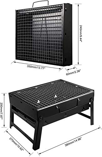 DAKEUS Charcoal Grill Barbecue Portable BBQ - Stainless Steel Folding Grill Tabletop Outdoor Smoker BBQ for Picnic Garden Terrace Camping Travel