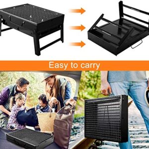 DAKEUS Charcoal Grill Barbecue Portable BBQ - Stainless Steel Folding Grill Tabletop Outdoor Smoker BBQ for Picnic Garden Terrace Camping Travel