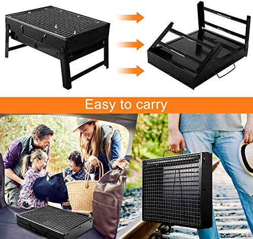 DAKEUS Charcoal Grill Barbecue Portable BBQ - Stainless Steel Folding Grill Tabletop Outdoor Smoker BBQ for Picnic Garden Terrace Camping Travel