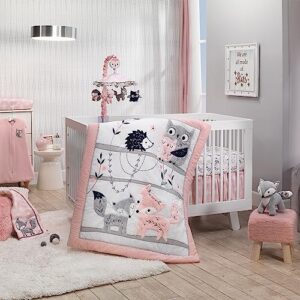 lambs & ivy forever friends 4-piece nursery crib baby bedding set - blue, pink