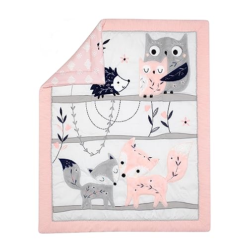 Lambs & Ivy Forever Friends 4-Piece Nursery Crib Baby Bedding Set - Blue, Pink