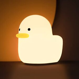 uneede led benson night light, cute duck animal silicone nursery night light rechargeable table lamp bedside lamp with touch sensor for baby girls women bedrooms, living room