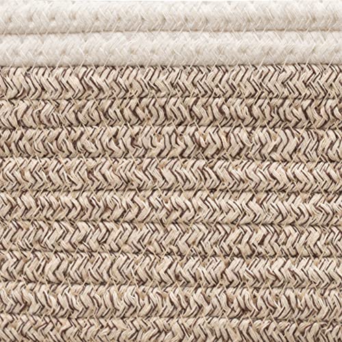 LA JOLIE MUSE Rope Storage Baskets for Organizing, Small Cotton Woven Basket for Bathroom Shelve Nursery, Decorative Basket Organizer Bins Set of 3, White & Desert