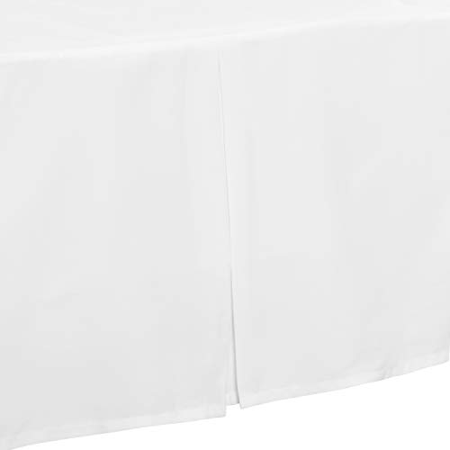 EVERYDAY KIDS White Pleated Crib Skirt; 100% Natural Cotton Nursery Crib Bedding Skirt for Baby Boys and Girls; Crib Dust Ruffle with Split Corners for Easy On and Off, 14 Inch Drop