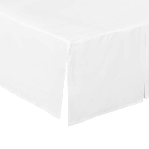 EVERYDAY KIDS White Pleated Crib Skirt; 100% Natural Cotton Nursery Crib Bedding Skirt for Baby Boys and Girls; Crib Dust Ruffle with Split Corners for Easy On and Off, 14 Inch Drop