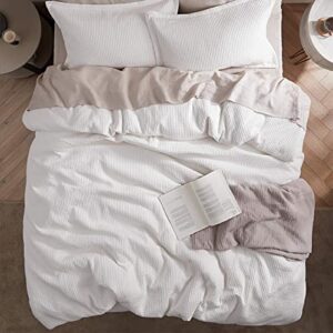 Bedsure Cotton Duvet Cover King - 100% Cotton Waffle Weave Coconut White Duvet Cover King Size, Soft and Breathable King Duvet Cover Set for All Season (King, 104"x90")