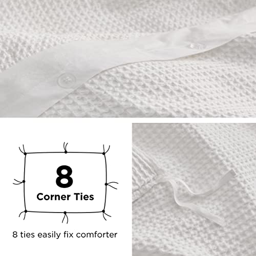 Bedsure Cotton Duvet Cover King - 100% Cotton Waffle Weave Coconut White Duvet Cover King Size, Soft and Breathable King Duvet Cover Set for All Season (King, 104"x90")