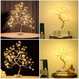 20" Tabletop Bonsai Tree Light with 108 LED Copper Wire String Lights, DIY Artificial Tree Lamp, Battery/USB Operated, for Bedroom Desktop Christmas Party Indoor Decoration Lights (Warm White)