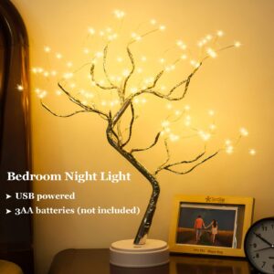 20" Tabletop Bonsai Tree Light with 108 LED Copper Wire String Lights, DIY Artificial Tree Lamp, Battery/USB Operated, for Bedroom Desktop Christmas Party Indoor Decoration Lights (Warm White)