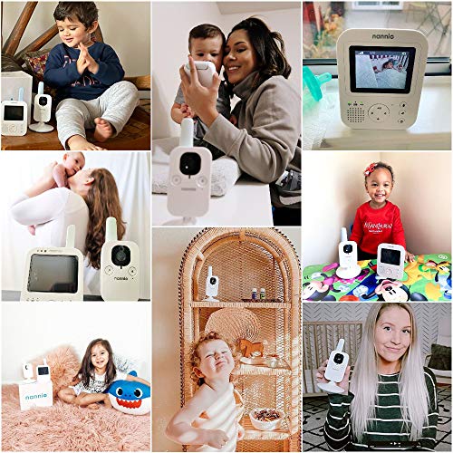 nannio Baby Monitor Hero2 Video Baby Monitors with Camera and Audio, Two-Way Talk, Auto Night Vision, Voice Activation, 5 Lullabies, 985ft Range, Long Battery Life, Baby Gifts, 2 Years Warranty