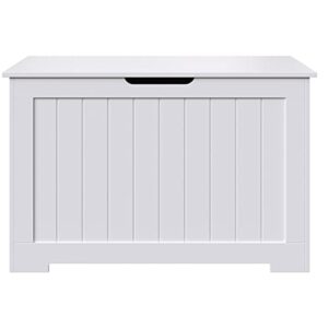 ZENY Lift Top Storage Cabinet Bench, Wooden Toy Chest Toddler Room Organizer Bin with 2 Safety Hinges (White)