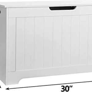 ZENY Lift Top Storage Cabinet Bench, Wooden Toy Chest Toddler Room Organizer Bin with 2 Safety Hinges (White)