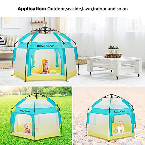 Bend River Baby Playpen with Canopy, Portable Baby Beach Tent, Toddler Play Yard Indoor and Outdoor, Foldable Mosquito Net for Infant