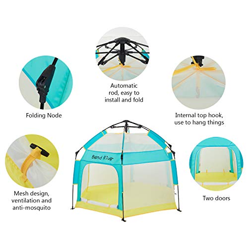 Bend River Baby Playpen with Canopy, Portable Baby Beach Tent, Toddler Play Yard Indoor and Outdoor, Foldable Mosquito Net for Infant