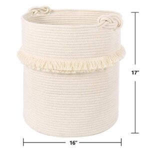 Woven Storage Baskets Cotton Rope Decorative Hamper for Nursery, Toys, Blankets, and Laundry, Cute Tassel Nursery Decor - Home Storage Container