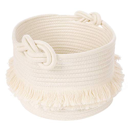 Woven Storage Baskets Cotton Rope Decorative Hamper for Nursery, Toys, Blankets, and Laundry, Cute Tassel Nursery Decor - Home Storage Container