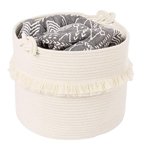 Woven Storage Baskets Cotton Rope Decorative Hamper for Nursery, Toys, Blankets, and Laundry, Cute Tassel Nursery Decor - Home Storage Container