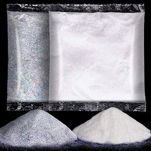 YGDZ Fine Glitter, 200g Holographic Silver White Extra Fine Glitter for Resin Arts & Crafts Body Nails Face Hair Epoxy Tumblers(Mother of Pearl & Silver Holographic)