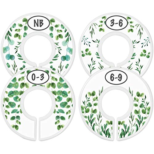 Baby Closet Size Dividers - 7X Botanical Nursery Closet Dividers for Baby Clothes - Eucalyptus Vines Leaf Plant Greenery Nursery Decor - Baby Closet Dividers for Boy or Girl - [Botanical]