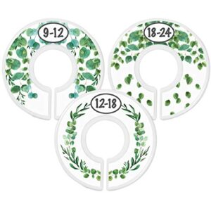 Baby Closet Size Dividers - 7X Botanical Nursery Closet Dividers for Baby Clothes - Eucalyptus Vines Leaf Plant Greenery Nursery Decor - Baby Closet Dividers for Boy or Girl - [Botanical]