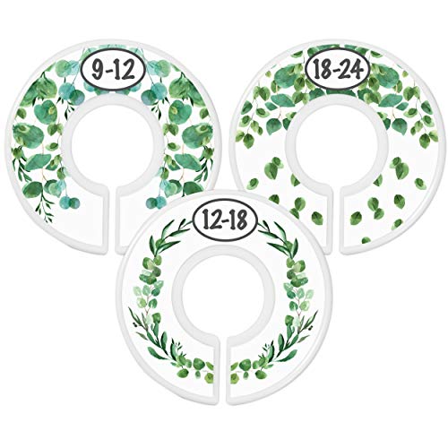 Baby Closet Size Dividers - 7X Botanical Nursery Closet Dividers for Baby Clothes - Eucalyptus Vines Leaf Plant Greenery Nursery Decor - Baby Closet Dividers for Boy or Girl - [Botanical]