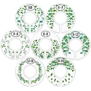 Baby Closet Size Dividers - 7X Botanical Nursery Closet Dividers for Baby Clothes - Eucalyptus Vines Leaf Plant Greenery Nursery Decor - Baby Closet Dividers for Boy or Girl - [Botanical]