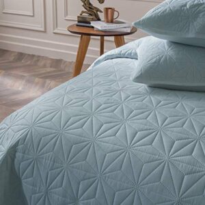 Whale Flotilla 3-Piece Queen Size Quilt Set/Bedspreads/Coverlets for All Season, Star Pattern Bedding Set with 2 Pillow Shams, Soft and Lightweight, Aqua Blue