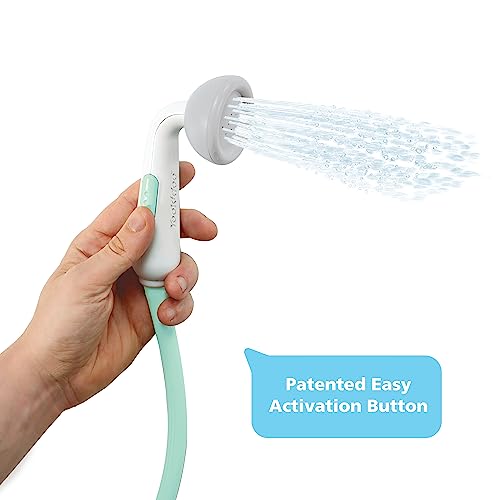 Yookidoo Baby Bath Shower Head - Elephant Water Pump with Trunk Spout Rinser - Control Water Flow from 2 Elephant Trunk Knobs for Maximum Fun in Tub or Sink for Newborn Babies (Turquoise)