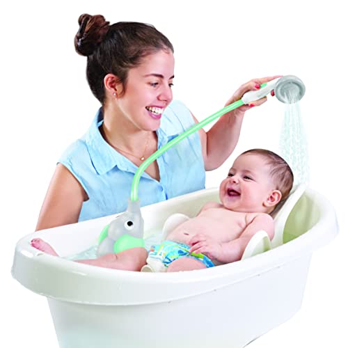 Yookidoo Baby Bath Shower Head - Elephant Water Pump with Trunk Spout Rinser - Control Water Flow from 2 Elephant Trunk Knobs for Maximum Fun in Tub or Sink for Newborn Babies (Turquoise)