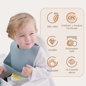 Moonkie Silicone Baby Bibs Set Of 2 | BPA Free Waterproof | Soft Durable Adjustable Silicone Bibs for Babies & Toddlers(Ether/Sage)