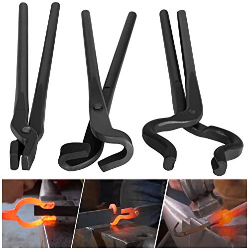 Knife Making Tongs Set Forging Blade Knife Tongs Tools Assembled Knife Making Blacksmith Bladesmith Anvil Forge (3-Pack)