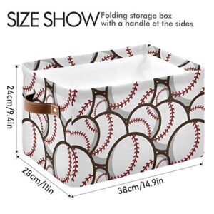 Rectangular Storage Bin Baseball Sport Basket with Handles - Nursery Storage, Laundry Hamper, Book Bag, Gift Baskets