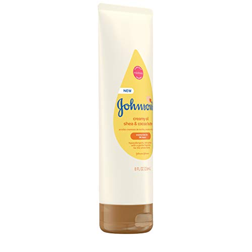 Johnson's Creamy Oil for Baby with Shea & Cocoa Butter, Moisturizing Body Lotion with Gentle Fragrance, Hypoallergenic, Non-Greasy, Paraben-Free, Phthalate-Free and Dye-Free, 8 fl. oz