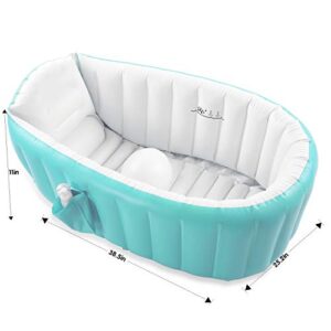 Baby Inflatable Bathtub, Portable Infant Toddler Bathing Tub Non Slip Travel Bathtub Mini Air Swimming Pool Kids Thick Foldable Shower Basin, Green