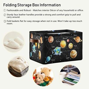 AUUXVA Solar System Planet Storage Basket Bins Large Fabric Storage Cube Box with Handles Collapsible Closet Shelf Cloth Organizer Basket Decorative 2 Pack for Shelves Kids Nursery Bedroom Bathroom