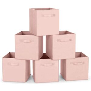 maidmax fabric storage bins, cloth cube storage bins for home bedroom closet drawers organizer, foldable, pink, 10.5×11 inches, set of 6