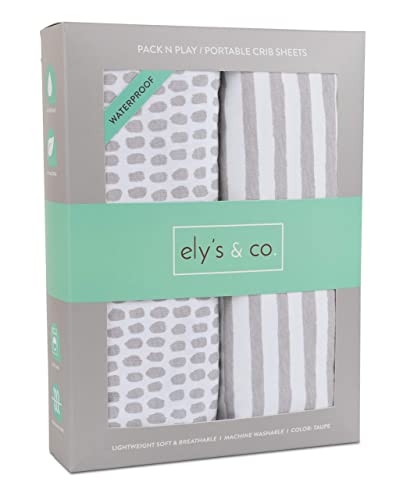 Ely's & Co. Patent Pending Waterproof Bassinet Sheet, Changing Pad Cover, and Pack n Play Sheet Bundle