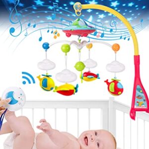 UNIH Baby Crib Mobile with Lights and Music, Moon and Stars Projection for Infants