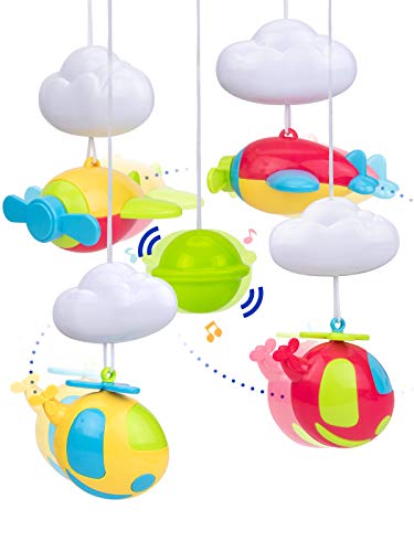 UNIH Baby Crib Mobile with Lights and Music, Moon and Stars Projection for Infants