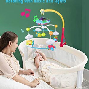 UNIH Baby Crib Mobile with Lights and Music, Moon and Stars Projection for Infants