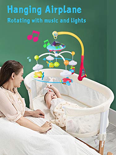 UNIH Baby Crib Mobile with Lights and Music, Moon and Stars Projection for Infants