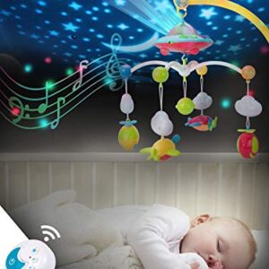 UNIH Baby Crib Mobile with Lights and Music, Moon and Stars Projection for Infants