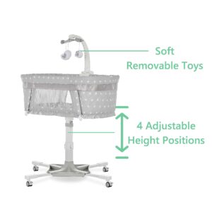 Dream on Me Breeze Swivel Baby Bassinet in Grey, 4 Adjustable Height Positions, Sturdy and Lightweight Portable Bassinet, Breathable Mesh Sides with Waterproof Mattress Pad