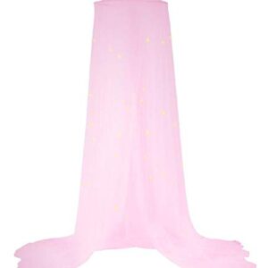 BCBYou Bed Canopy Mosquito Net with Fluorescent Stars Glow in Dark for Baby, Kids, and Adults, for Cover The Baby Crib, Kid Bed, Girls Bed Or Full Size Bed (Pink)