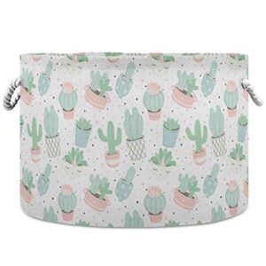 visesunny storage basket cute summer cacti nursery hamper canvas fabric toy storage organizer bin storage box laundry basket for kid rooms,playroom,shelves,toy basket