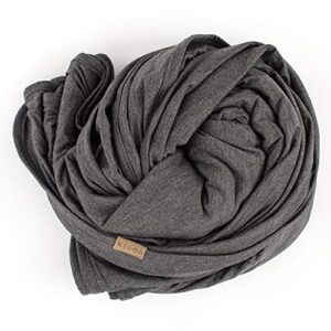 kelor luxury bamboo wrap blanket - single sided - stretchy, lightweight, soft & breathable - cooling viscose with spandex, versatile wearable travel blanket - shawl - scarf - baby wrap - grounded gray